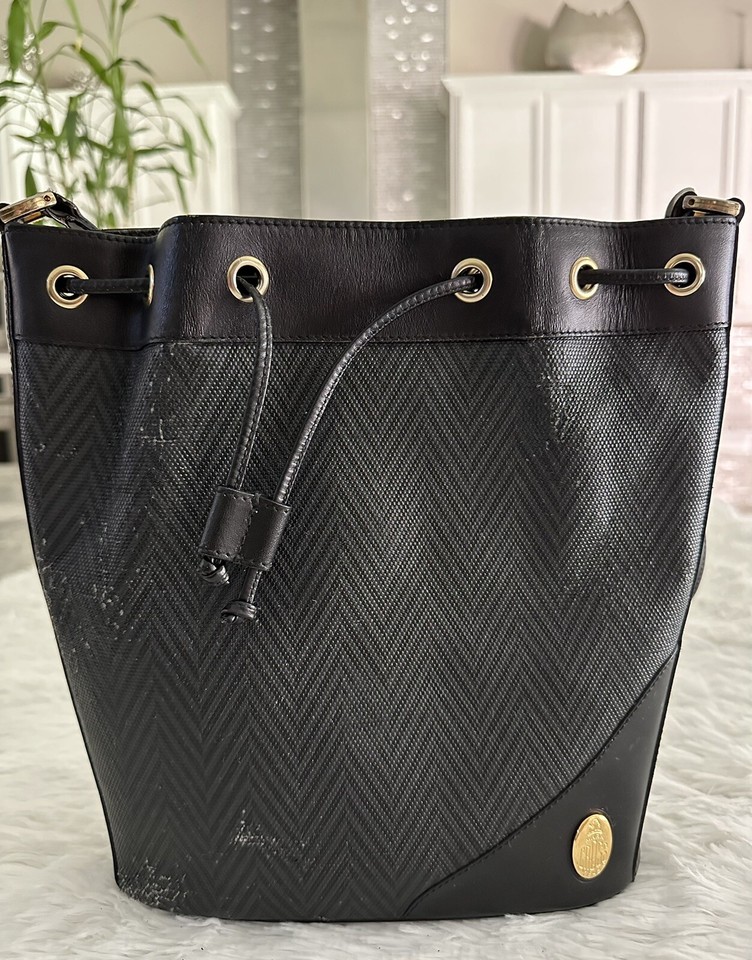 Authentic Mark Cross Vintage Black Drawstring Bag Handbag | eBay