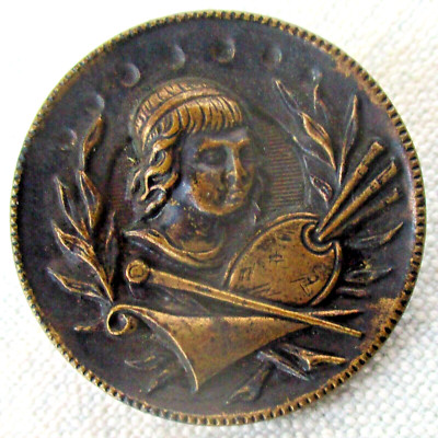 1 1/16" Antique Stamped Brass Button, "Andrea del Sarto" BBB Plate 211 ...