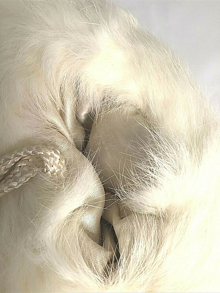 Childrens White Rabbit Fur Muff Hand Warmer Satin Lined Pouch Vintage ...
