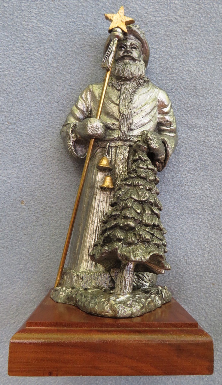 Michael Ricker Pewter w Gold Accents Father Christmas Santa Figurine ...