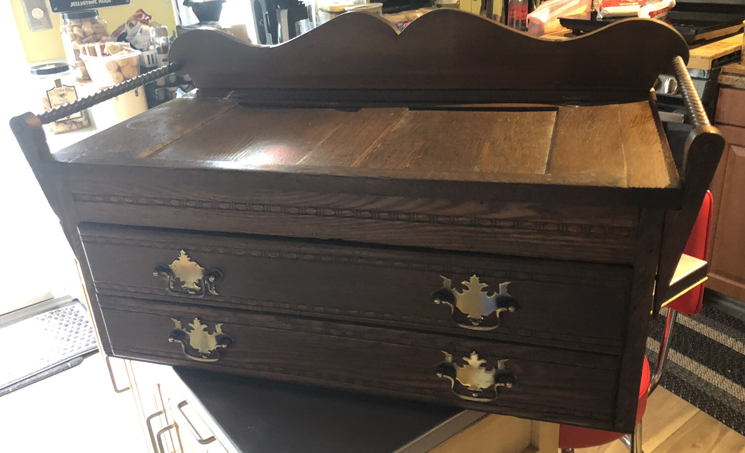 Stunning Antique Oak Pull Out Drawers Flatware Silverware Chest Box | eBay