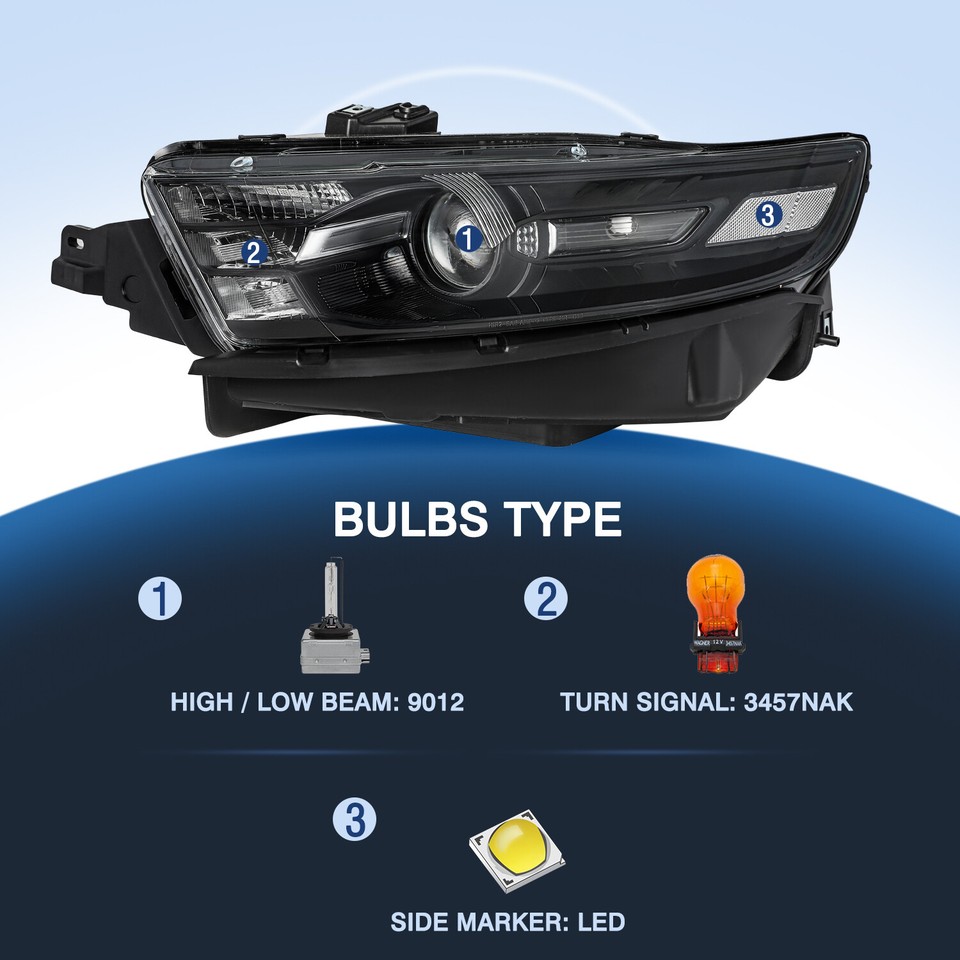 2013-2019 Ford Taurus Black Headlamps For Halogen Projector Headlights ...