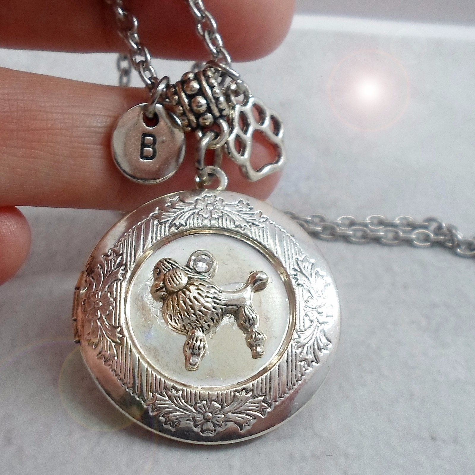 I Love My Poodle Locket with Paw and Letter Charms, Dog Lover Gift ...