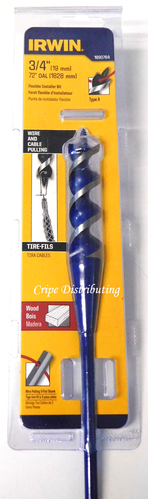 Irwin 1890764 3/4" x 72" Flexible Installer Auger Tip Drill Bit | eBay