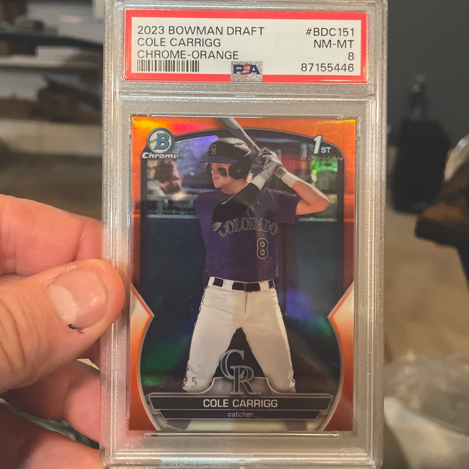 Cole Carrigg Orange /25 2023 1st Bowman Draft Chrome PSA 8, POP1, Only ...