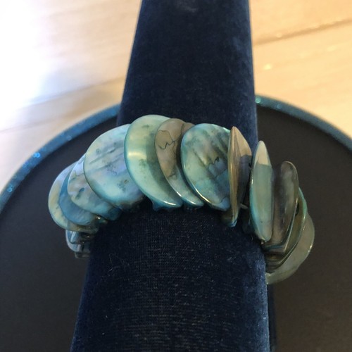 Vintage Iridescent Abalone Shell Stretch Bracelet Blue Green Teal ...