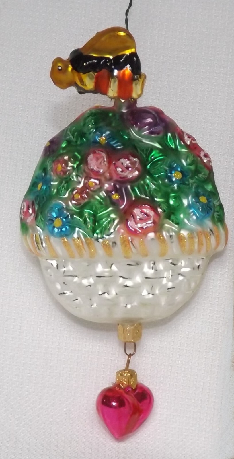 Christopher Radko Ornament Spring Basket Flower Heart and Bee | eBay