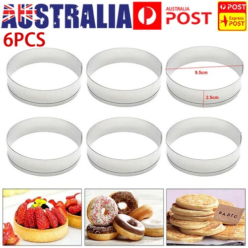 6Pcs/Set Stainless Steel Cake Muffin Crumpet Bread Rings Bakery Baking ...