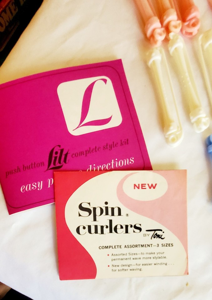 Lot of 65 Vtg Spin Arm Swing Clip Perm Permanent Rods Curlers Toni ...