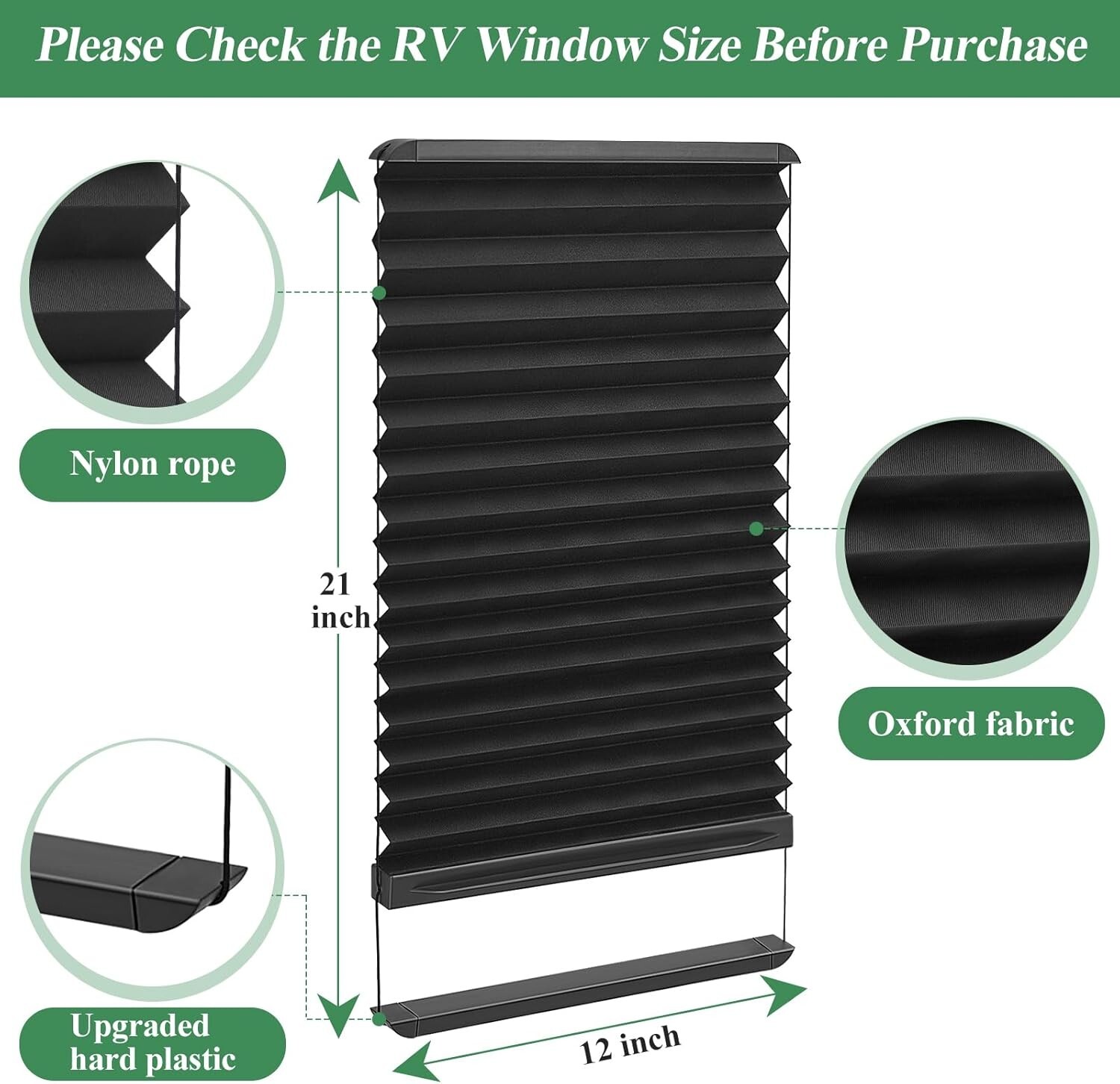 Compatible with Lippert RV Door Window 12 x 21 Thin Shade Ready for RV ...