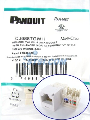 GENIUNE Panduit CJ688TGWH Cat6 Mini-Com Jack Module, White ~STSI ...