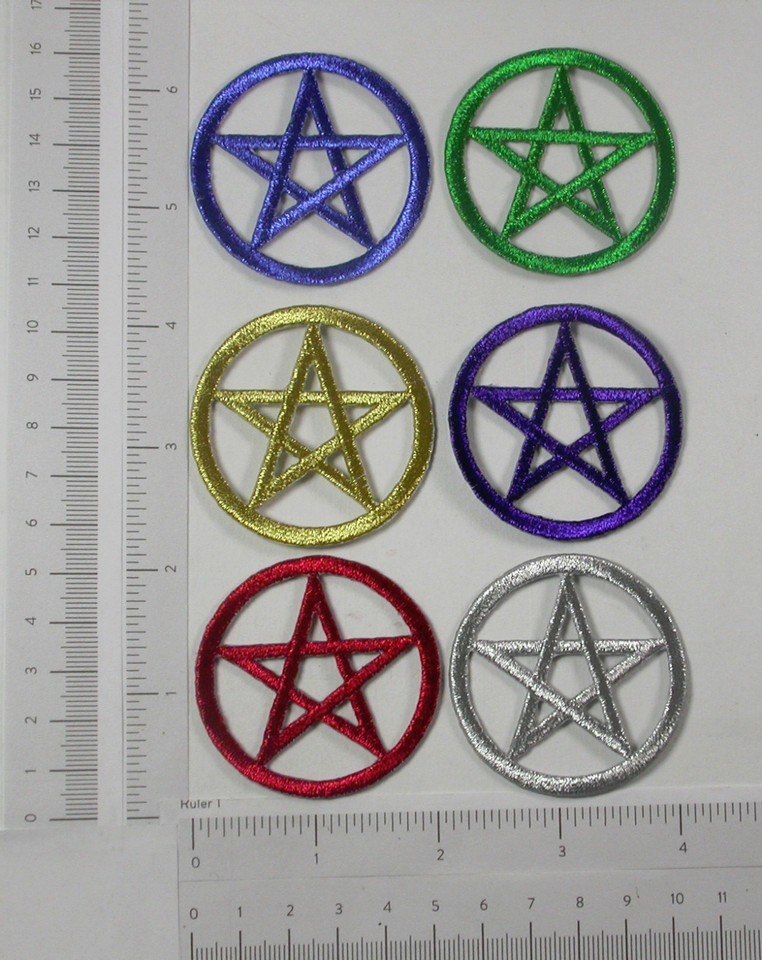 Pentacle Pentagram Patch Iron On Wiccan Embroidered Applique 2" (50mm ...