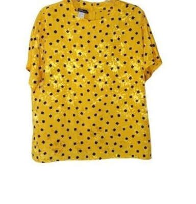 Vintage Pyke Limited Womens Geometric Yellow Black Jacquard Satin ...