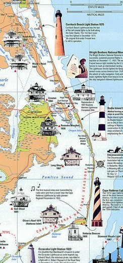 Map Of Outer Banks Lighthouses Map Of Outer Banks NC Lighthouses | OBX