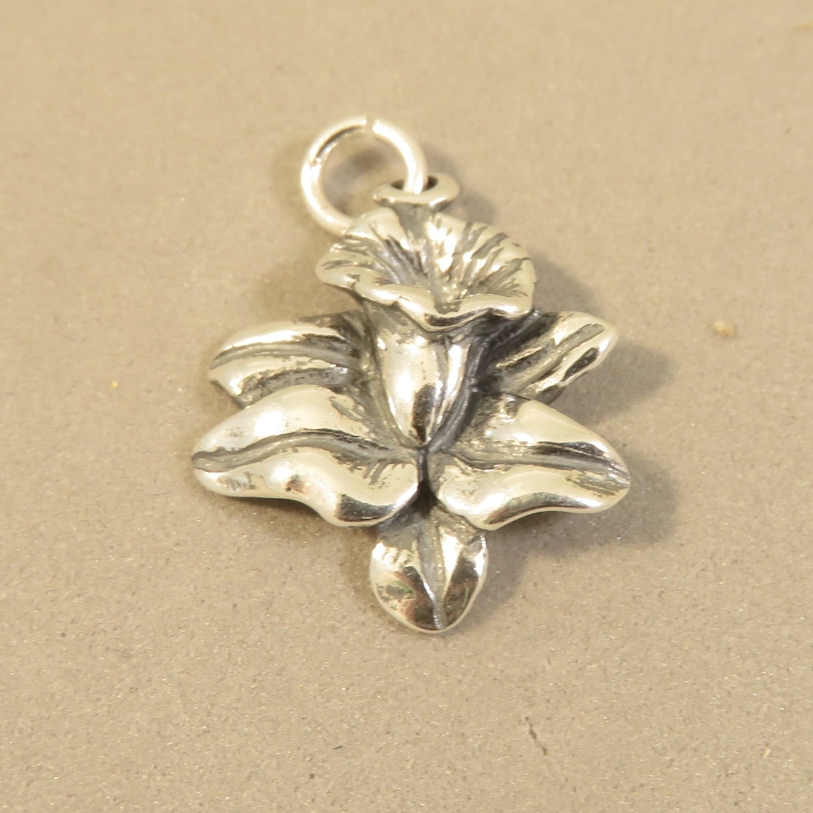 .925 Sterling Silver 3-D DAFFODIL CHARM NEW Flower Calla Lily Pendant ...