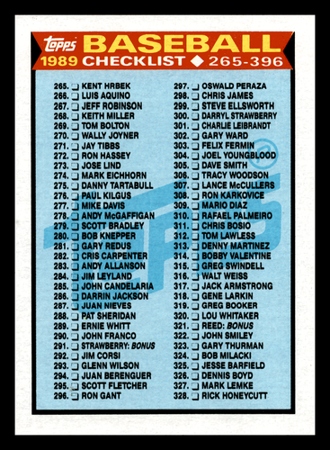1989 Topps Checklist: 265-396 CL Checklist #378 NM-MINT | eBay