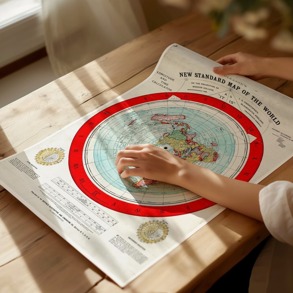 1892 Flat Earth New Standard Map of the World Alexander Gleason Gleason ...