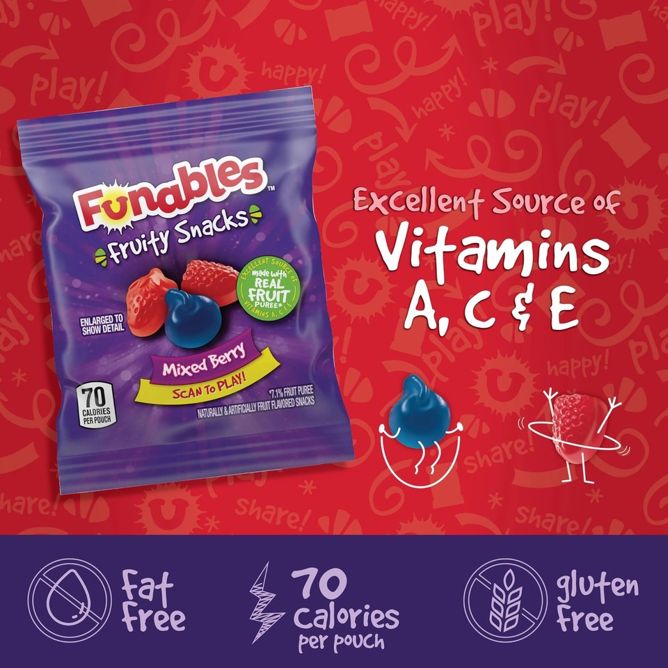 Funables Fruity Snacks Mixed Berry 0.8oz 22ct – Fruit Flavored Gummies ...