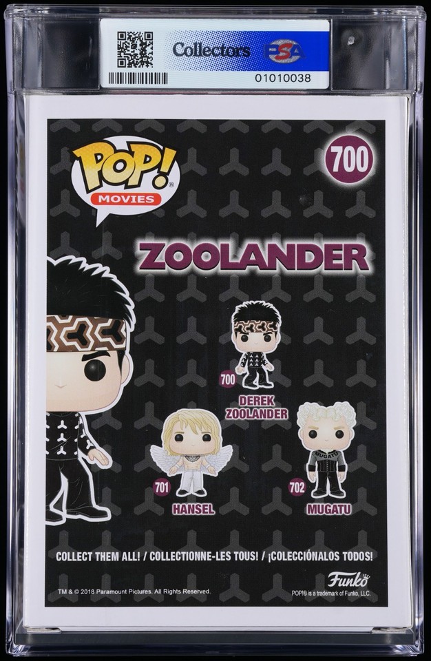 PSA 8.5/10 Funko Pop! Derek Zoolander 700 Ben Stiller (Beckett & PSA ...