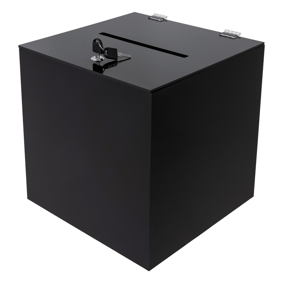12*12*12in Black Deluxe Donation Box Tip Jar Ballot Suggestion With ...
