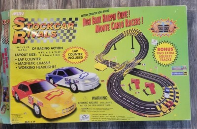 Vintage Artin Stock Car Rivals Slot Car Road Chevy Racing Track Set New ...