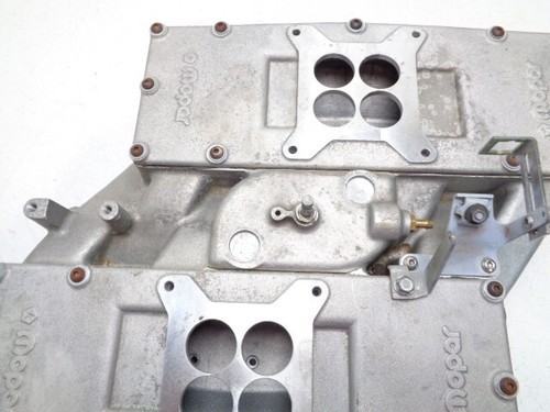 MOPAR 426 HEMI SUPER STOCK ALUMINUM CROSS RAM DUAL CARB INTAKE MANIFOLD ...