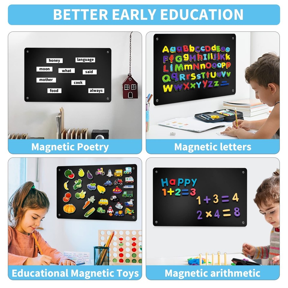 17.1" x 11.8" 2 Pack Black Metal Magnetic Board - Magnet Bulletin Board ...