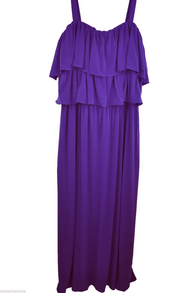 Suzi Chin Women's Plus Size Ruffle Cocktail Maxi Dress 387, Grape Jell ...