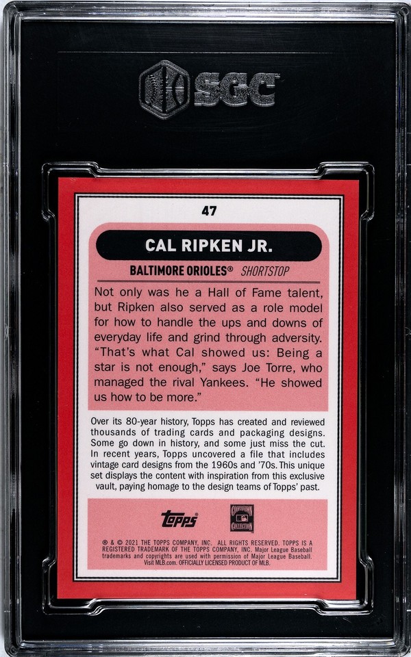 2021 Topps Brooklyn Collection #47 Cal Ripken Jr. SGC 10 GEM MINT | eBay