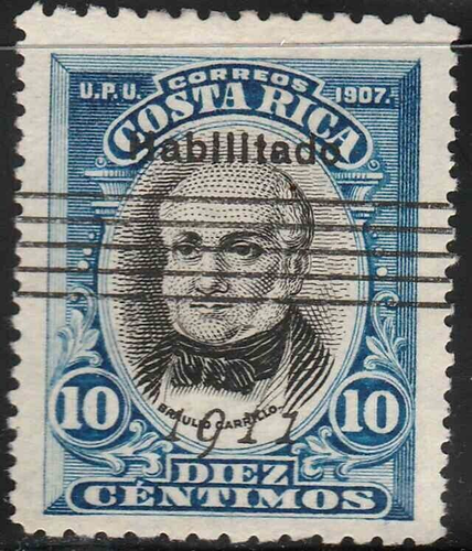Costa Rica Stamp 1911 SC# 83 10c bl & blk (Bk) 11x14 ' Braulio Carrillo ...