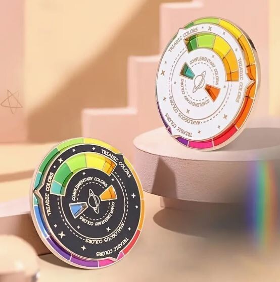 Artist's Color Wheel Enamel Pin The Spinning Wheel Moves Brooch Pin ...