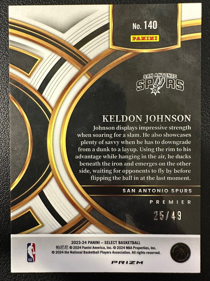 KELDON JOHNSON 2023-24 SELECT PREMIER RED DISCO PRIZM SPURS /49 | eBay