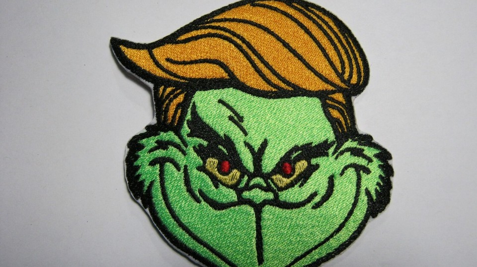 Donald Trump Grinch Orange Hair Embroidered Patch, Anti-Trump, Parody ...