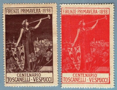 EI0096 Poster Stamp Italy - Florence 1898 Centenary Toscanelli-Vespucci ...