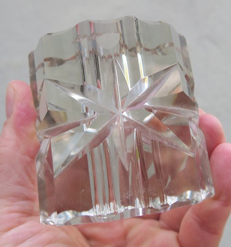 Cut crystal clear glass Vintage Lamp spacer part Czech Italy Austrian ...