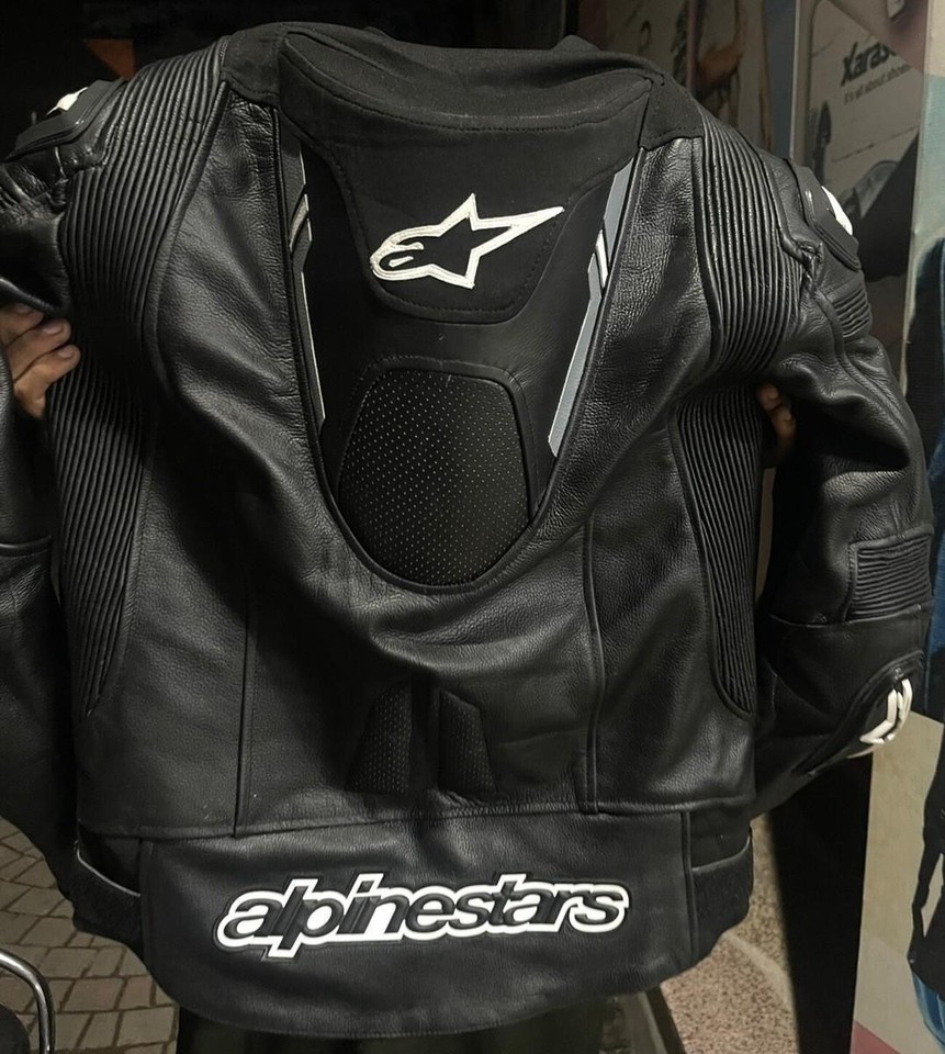 Alpine star inspired ignition 2 White and Black leather Motorbike ...