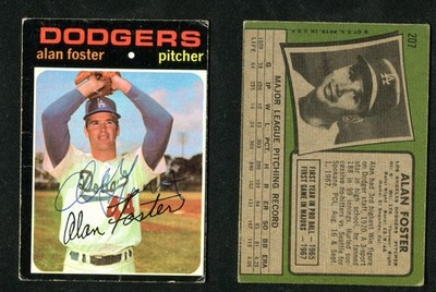 1971 Topps #207 Alan Foster Autographed Signed AUTO Los Angeles Dodgers ...
