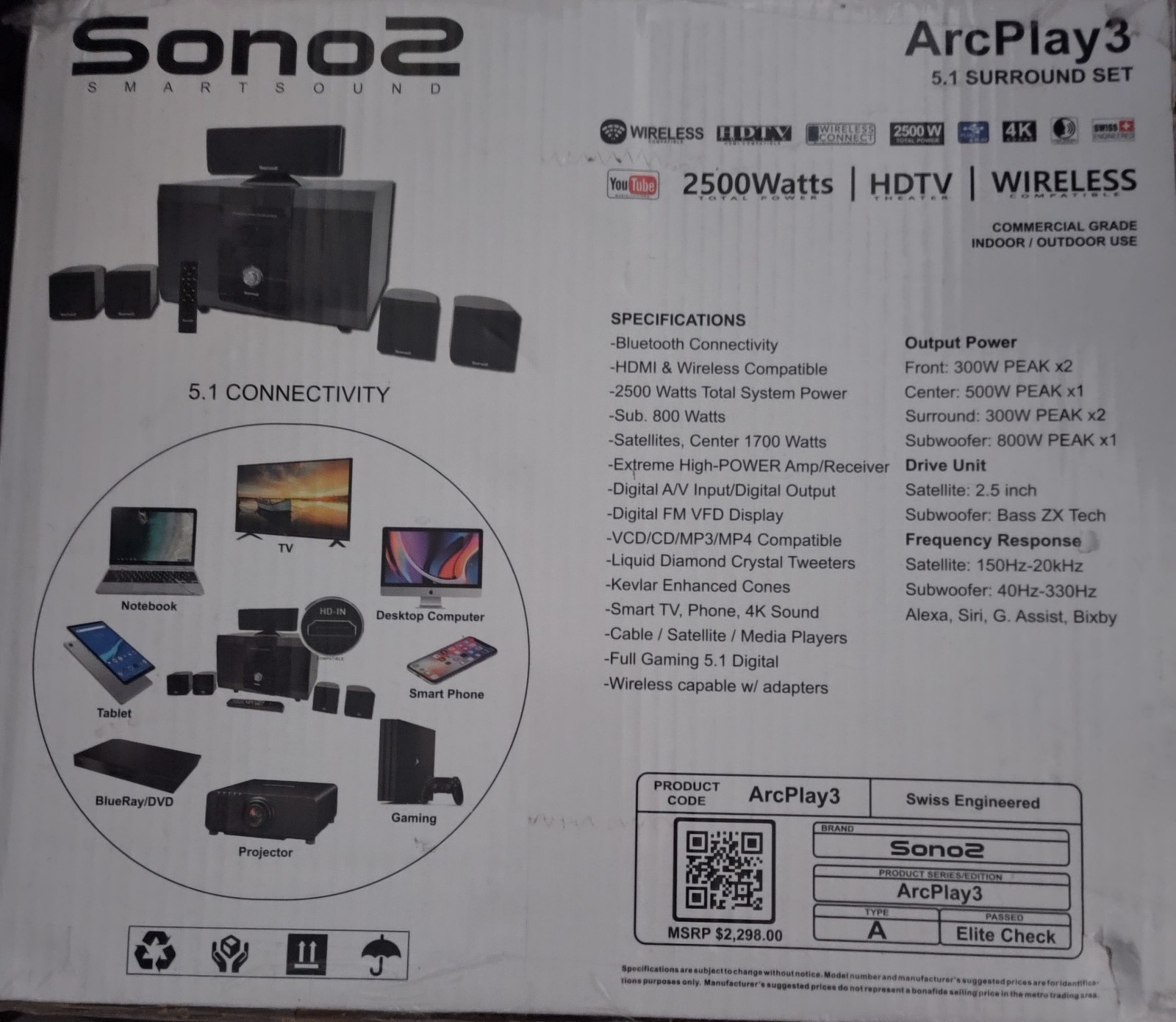 Sono 2 Surround Sound Arcplay 3 Surround Sound System Home Theater | eBay