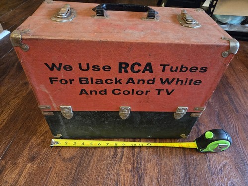 Rca wooden crate for vacuum tubes 1960 red black salesman repairman box ...