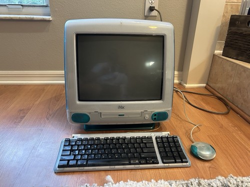 Vintage Apple iMac G3 1998 Bondi Blue With Keyboard And Mouse Clean ...