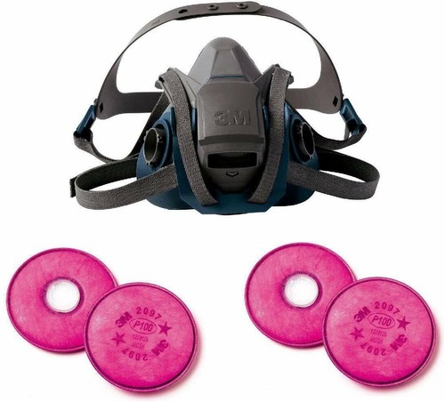 3M Quick Latch Half Face Respirator Facepiece Mask 4- P100 Particulate ...
