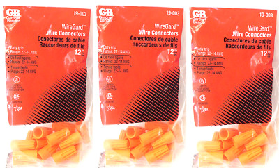 Gardner Bender 19-003 WireGard Orange 22-14 AWG Wire Connectors 3 Bags ...