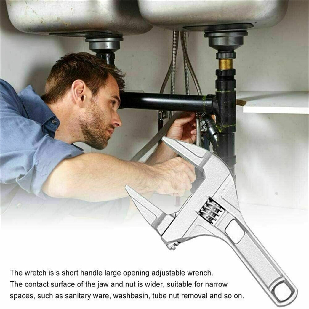 2 In 1 Heavy Duty Wide Mouth Wretch Spanner Pipe Adjustable Jaw Opening ...