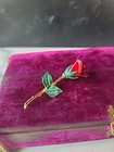 Vintage Red Rose Enamel Brooch | eBay