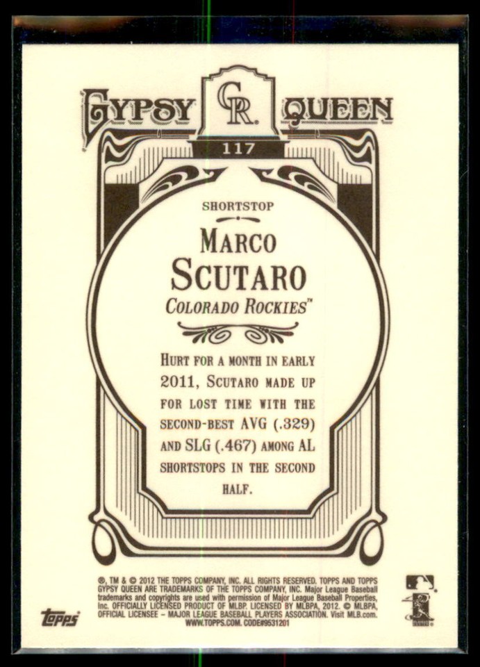 2012 Topps Gypsy Queen Marco Scutaro #117 Colorado Rockies | eBay