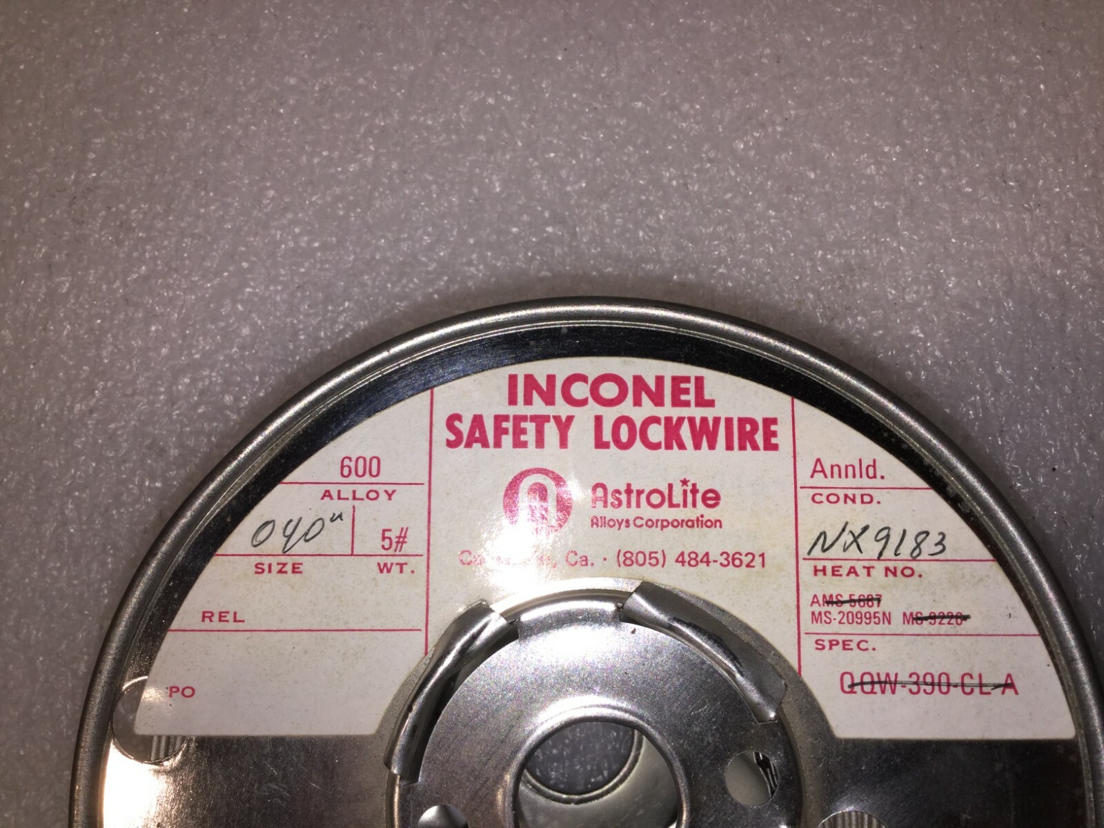 MS20995N, 600 ALLOY, 040", 5# INCONEL SAFETY LOCKWIRE | eBay