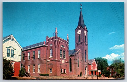 Troy Indiana~Downtown St Pius Roman Catholic Church~Clock Tower~1960s ...