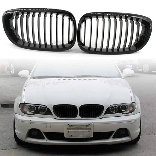 For BMW 3 Series E46 Coupe 2002-2007 Facelift Gloss Black Kidney Front ...