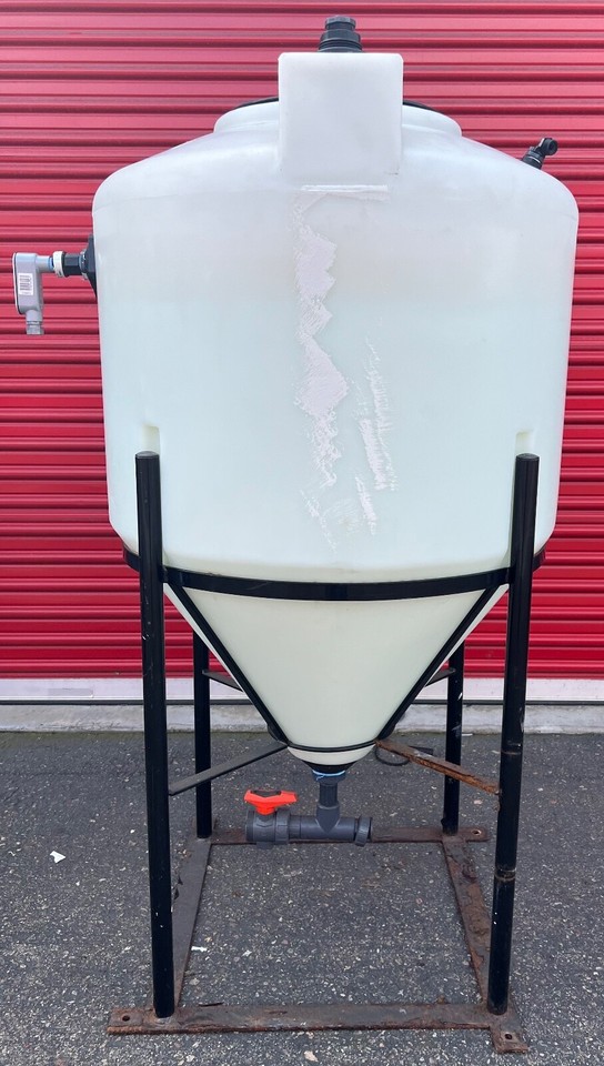 85 Gallon Polyethylene Conical Bottom Tank, with Stand - Pre Owned | eBay