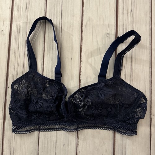 Simone Perele Lace Bra Navy Blue Unlined Underwire Womens 36C France ...